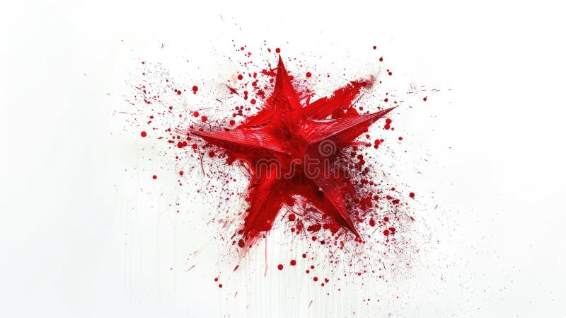 A Red Star Covered in Colorful Paint Splatters Stock Illustration ...