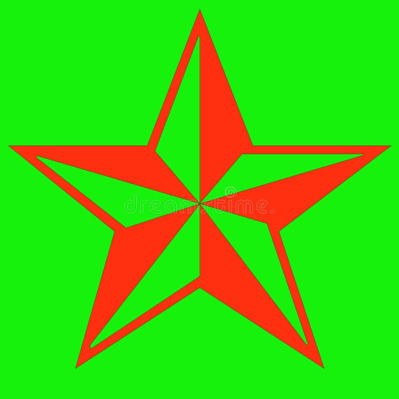Red Star on a Green Background. Stock Illustration - Illustration of ...