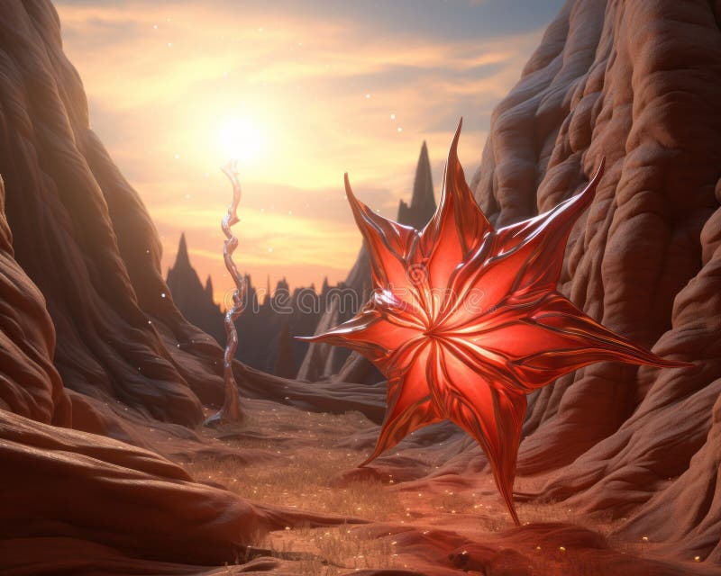A Red Star in the Middle of a Desert Stock Illustration - Illustration ...
