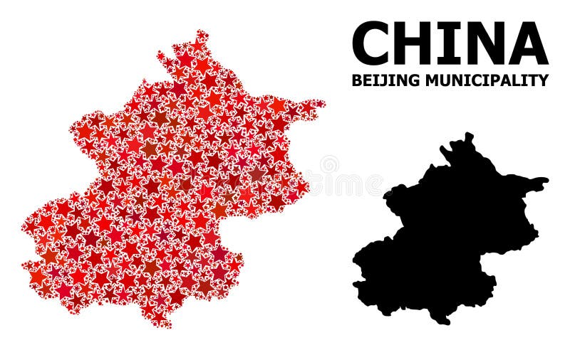 Red Star Mosaic Map of Beijing Municipality Stock Illustration ...
