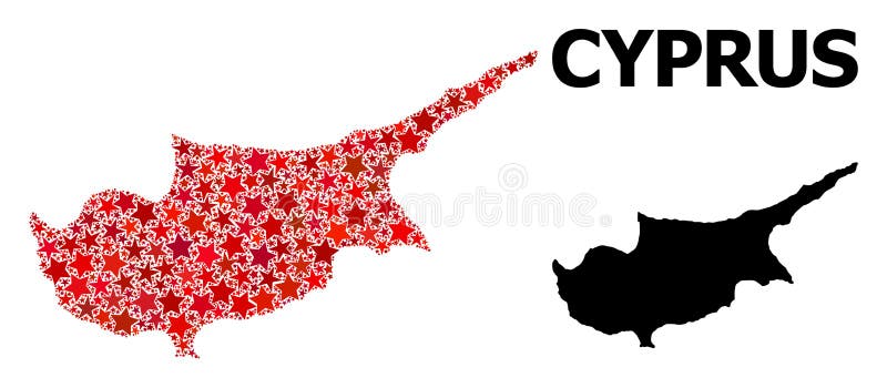 Red Star Mosaic Map of Cyprus Island Stock Illustration - Illustration ...
