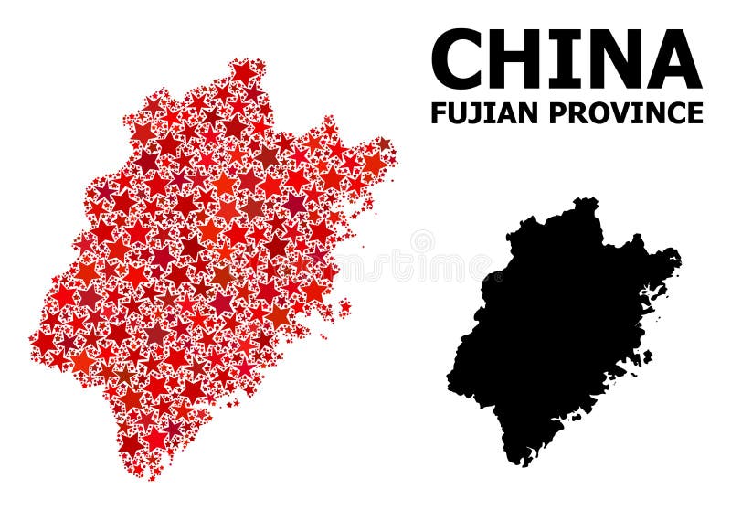 Red Star Mosaic Map of Fujian Province Stock Illustration ...