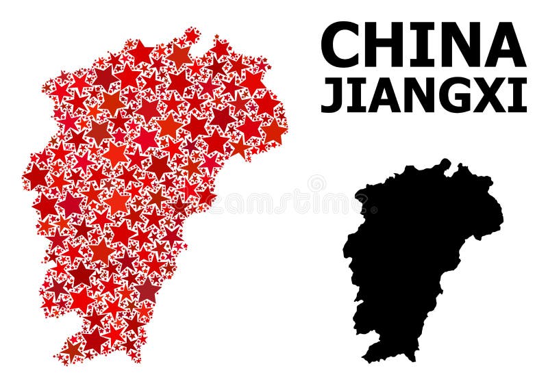 Red Star Mosaic Map of Jiangxi Province Stock Illustration ...