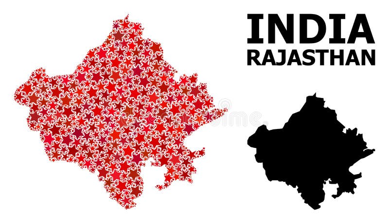 Red Star Mosaic Map of Rajasthan State Stock Photo - Image of random ...