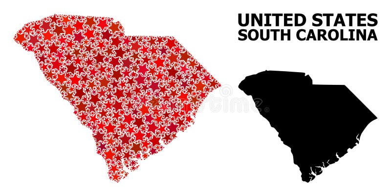 Red Star Mosaic Map of South Carolina State Stock Illustration ...