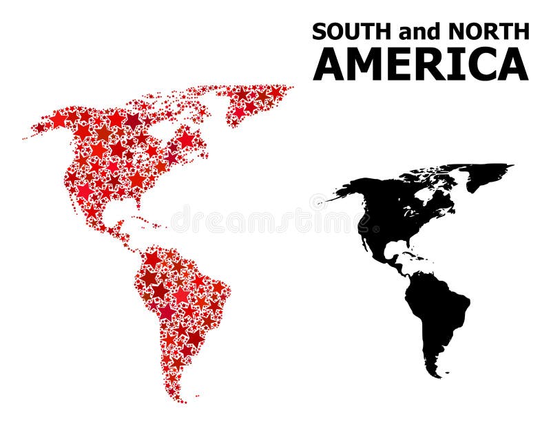 Red Star Mosaic Map of South and North America Stock Illustration ...