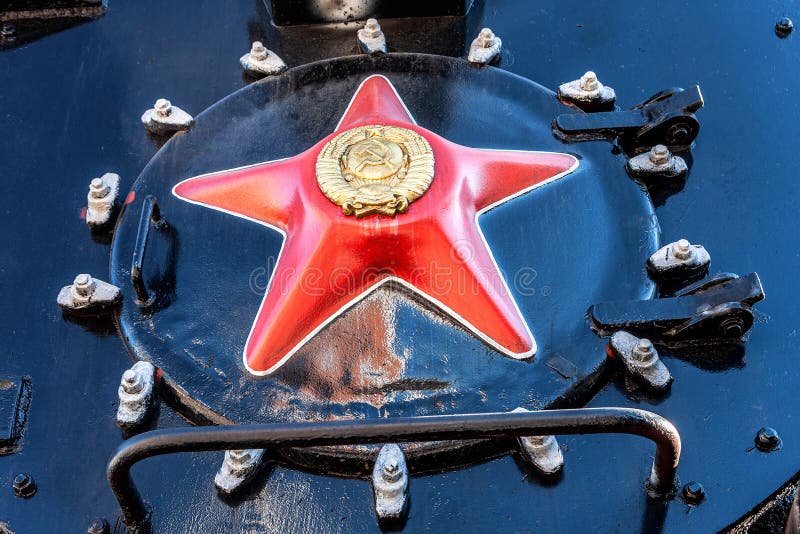 Red Star on the Old Steam Locomotive Stock Photo - Image of soviet ...