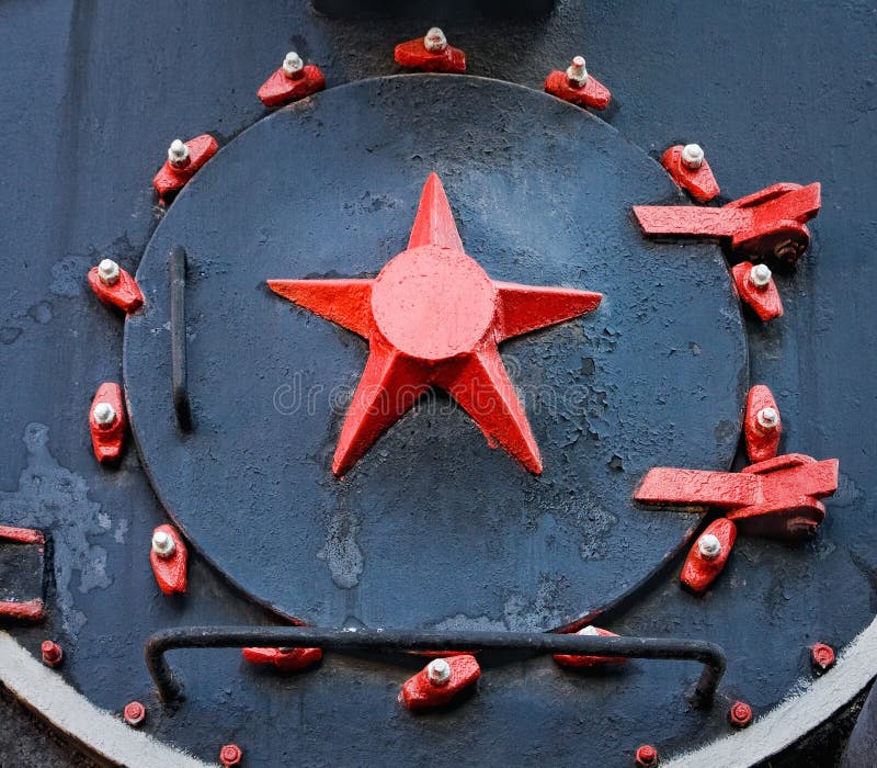 Red Star on the Old Steam Train Stock Photo - Image of railroad, black ...