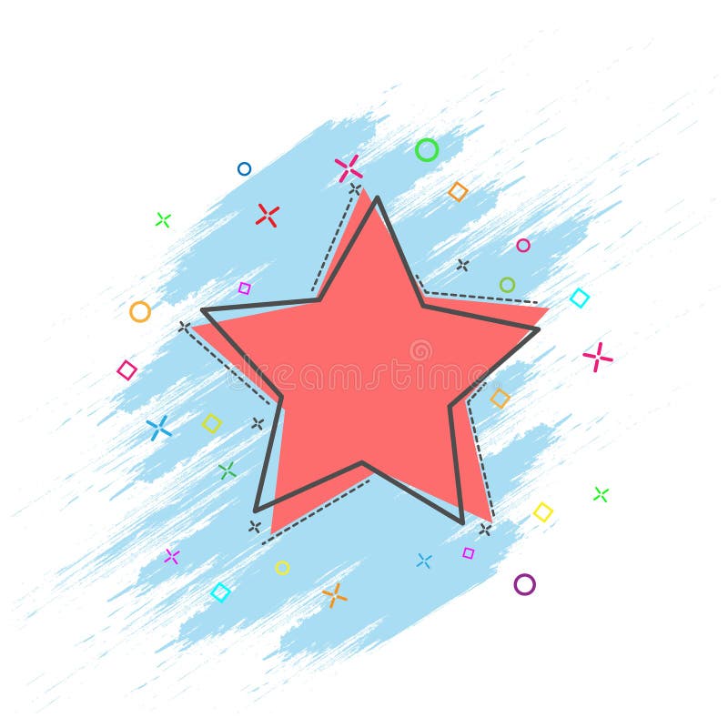 Red Star with an Outline and a Colored Silhouette on a Colored Blue ...