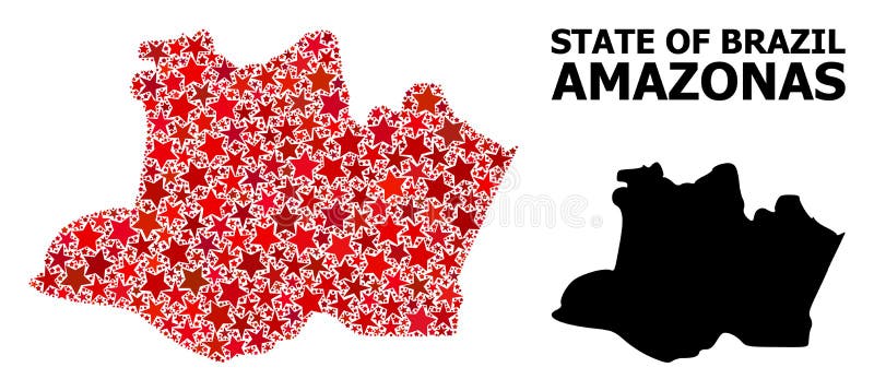 Red Star Pattern Map of Amazonas State Stock Image - Image of ...