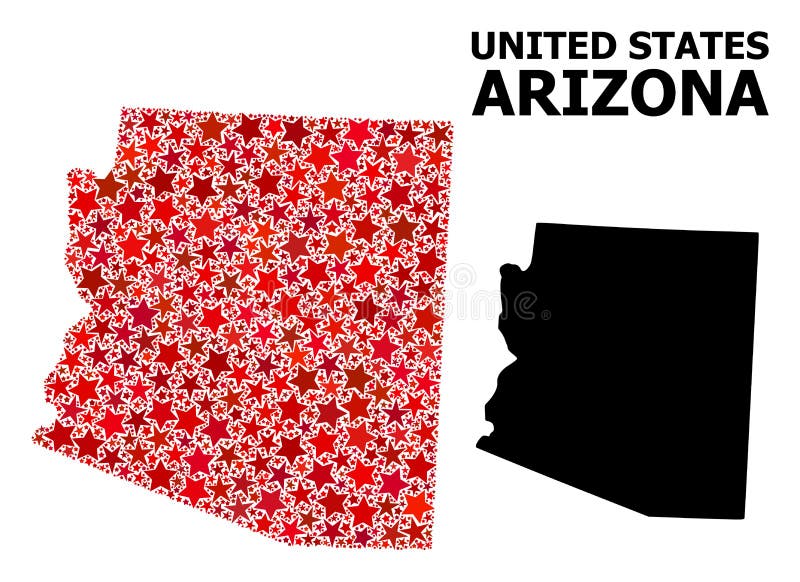 Red Star Pattern Map of Arizona State Stock Image - Image of geographic ...