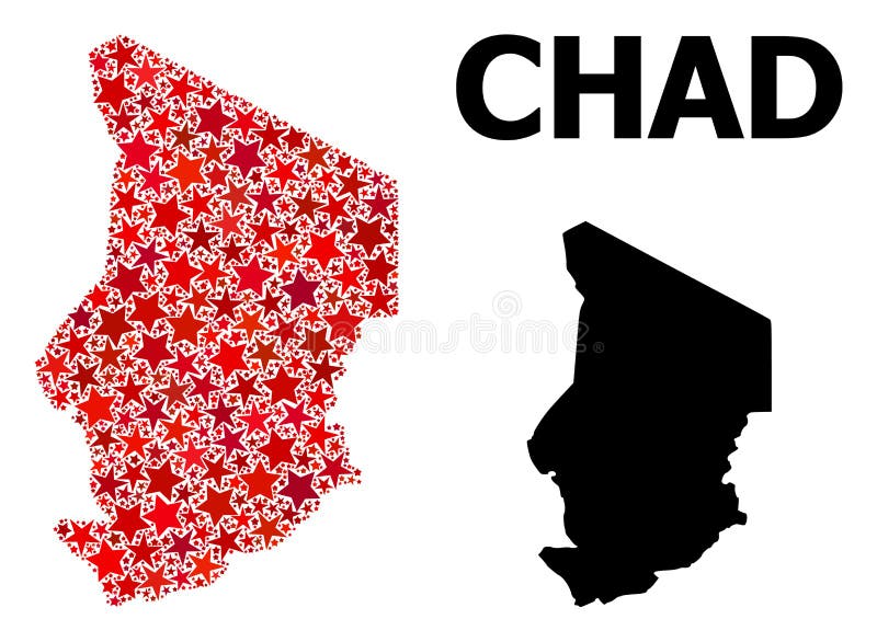Red Star Pattern Map of Chad Stock Illustration - Illustration of ...