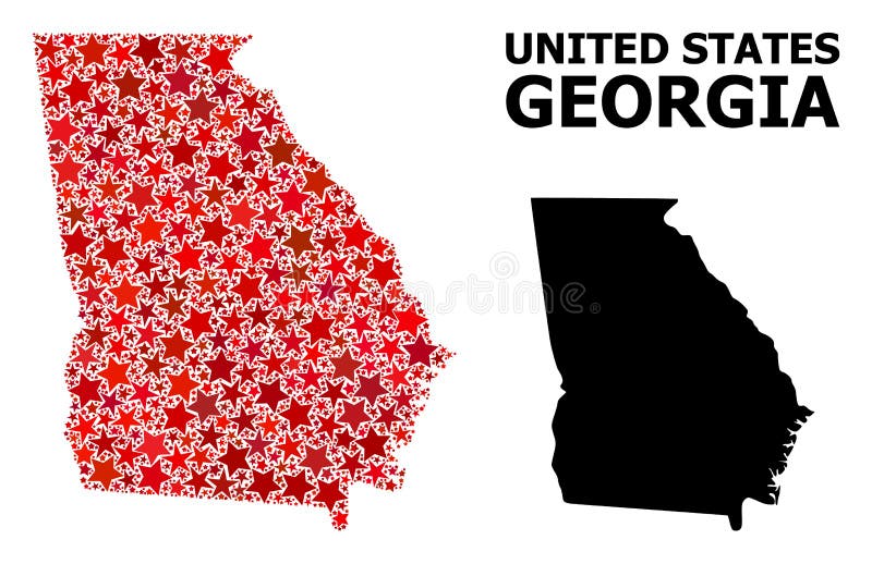 Red Star Pattern Map of Georgia State Stock Image - Image of geography ...