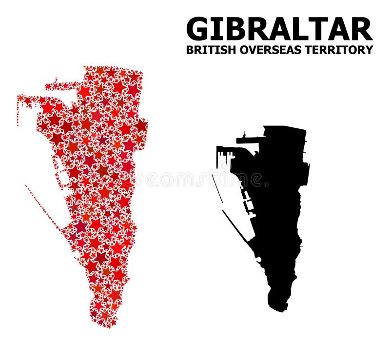Red Star Pattern Map of Gibraltar Stock Illustration - Illustration of ...