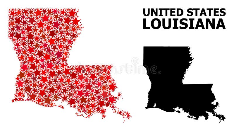 Red Star Pattern Map of Louisiana State Stock Image - Image of ...