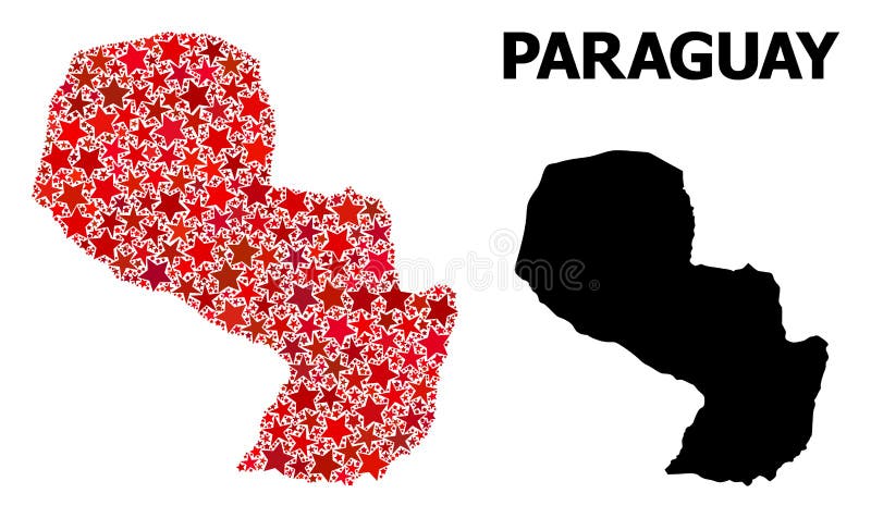 Red Star Pattern Map of Paraguay Stock Illustration - Illustration of ...