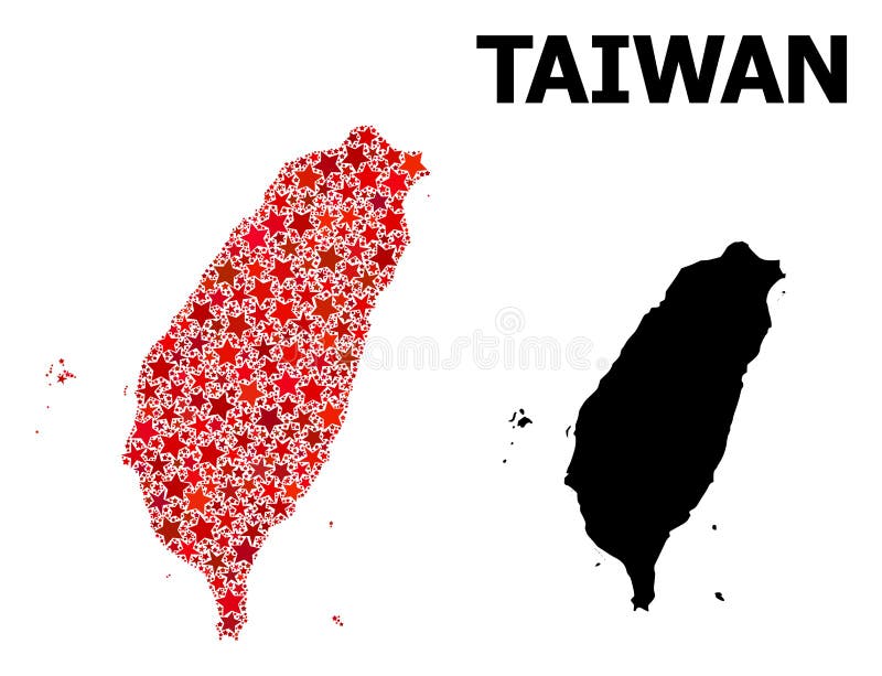 Red Star Pattern Map of Taiwan Stock Illustration - Illustration of ...