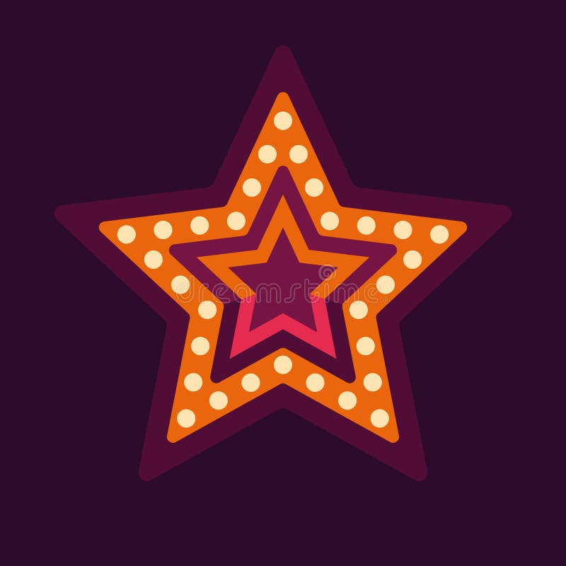 Red Star Retro Marquee Light Frame Flat Illustration Stock Vector ...