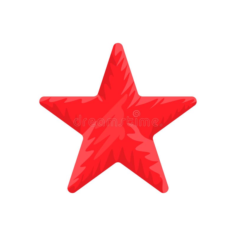 Red Star Shape with Hand Drawn Style. Solid and Flat Color Vector ...