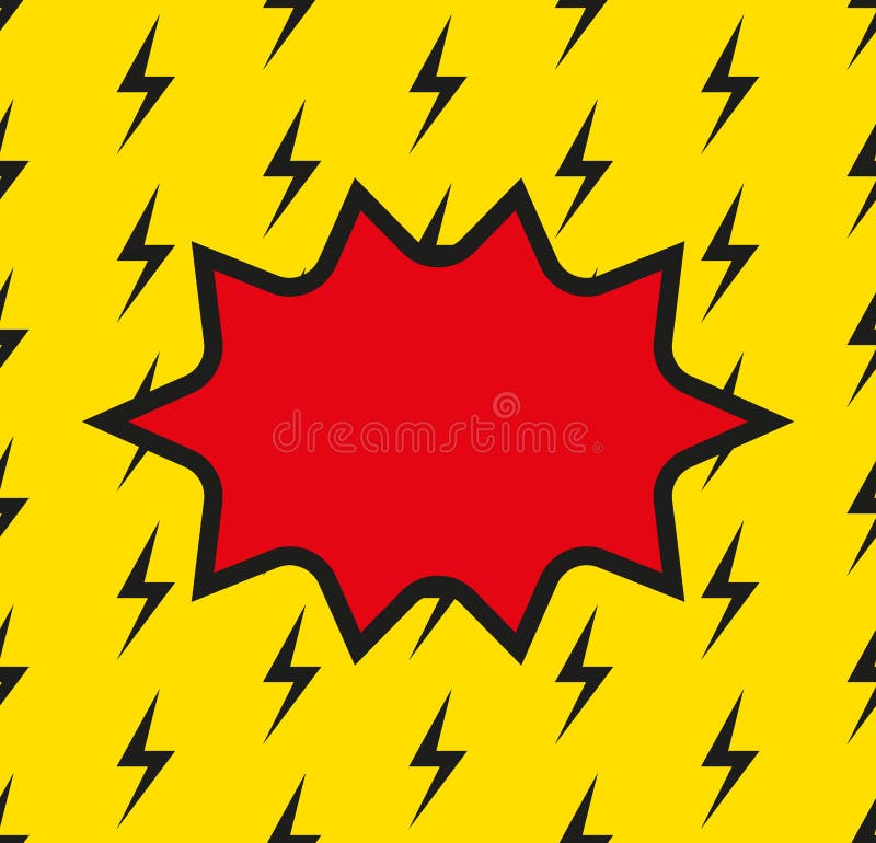 Red Star Shape Information Frame on Lightnings Seamless Pattern Stock ...