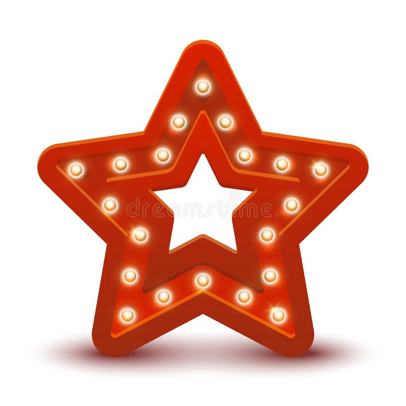 Red Star with Shiny Light Bulbs Stock Vector - Illustration of bright ...