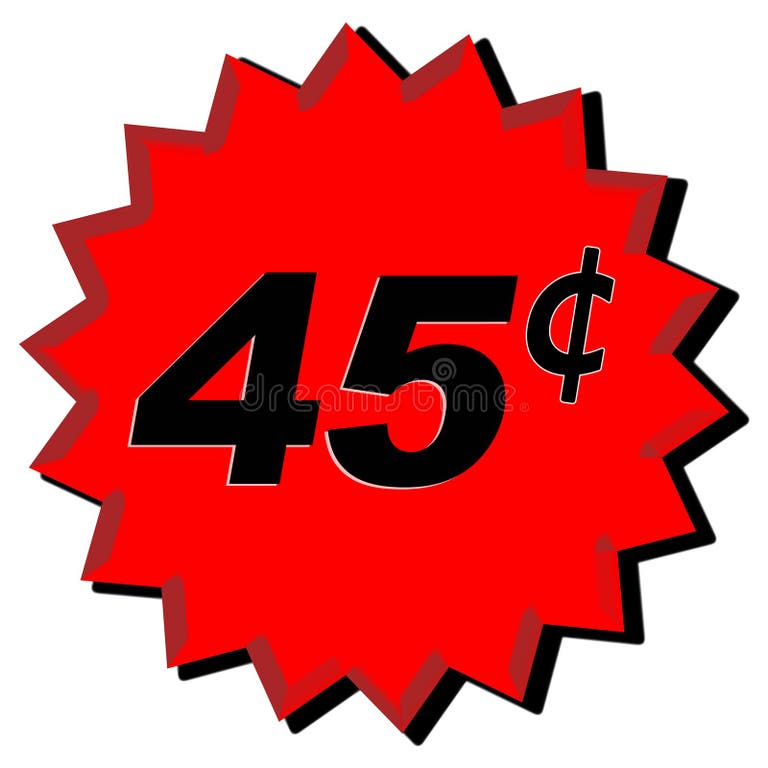 Red Star Illustration Featuring 45 Cents on White Background Stock ...
