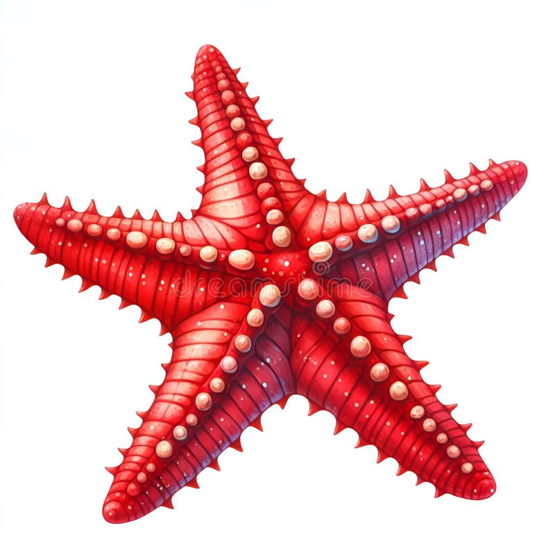 Red Starfish Watercolor Paint Illustration Stock Illustration ...