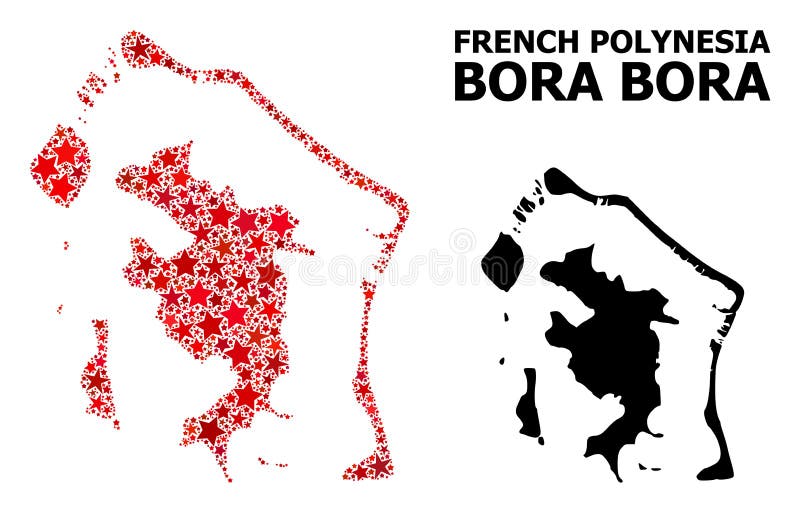 Red Starred Mosaic Map of Bora-Bora Stock Illustration - Illustration ...