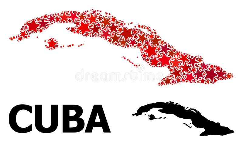 Red Starred Mosaic Map of Cuba Stock Illustration - Illustration of ...