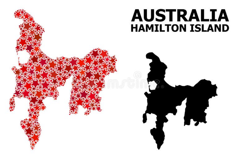 Red Starred Mosaic Map of Hamilton Island Stock Illustration ...