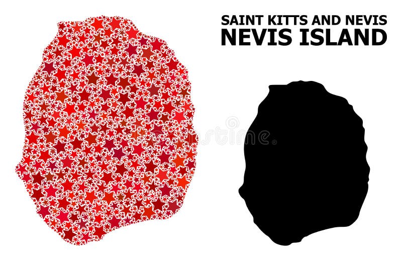 Red Starred Mosaic Map of Nevis Island Stock Illustration ...
