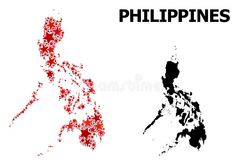 Red Starred Mosaic Map of Philippines Stock Illustration - Illustration ...