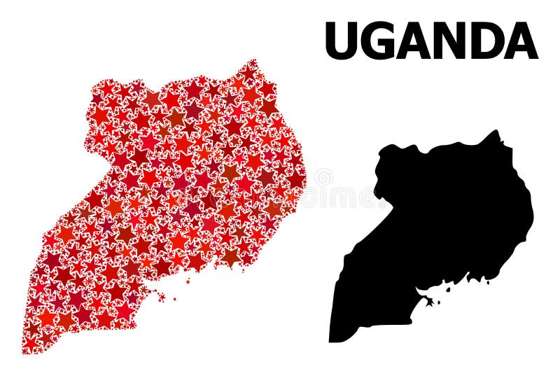 Red Starred Mosaic Map of Uganda Stock Illustration - Illustration of ...