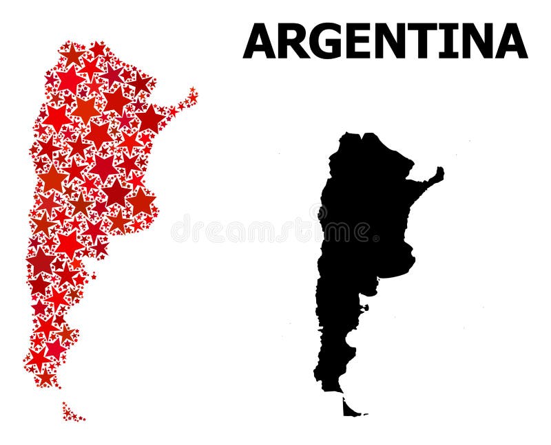 Red Starred Pattern Map of Argentina Stock Illustration - Illustration ...
