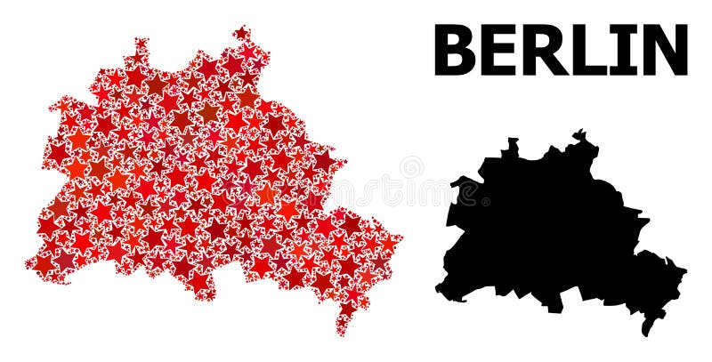 Red Starred Pattern Map of Berlin City Stock Illustration ...