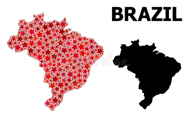 Red Starred Pattern Map of Brazil Stock Illustration - Illustration of ...