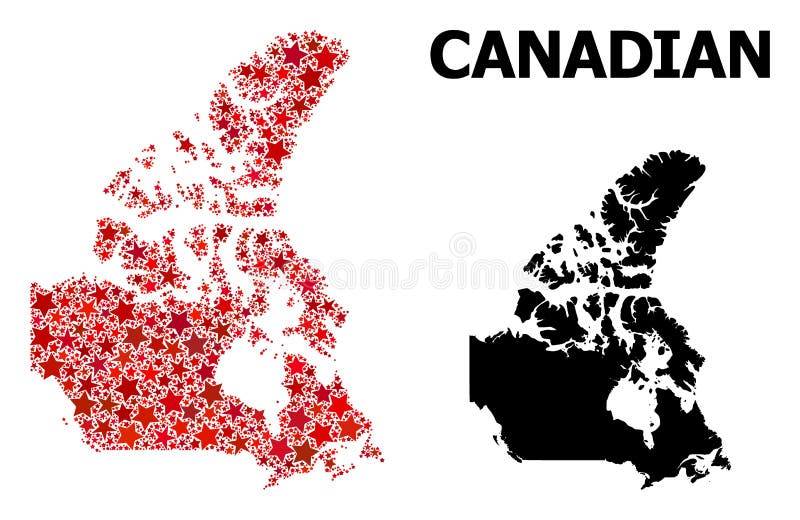 Red Starred Pattern Map of Canada Stock Illustration - Illustration of ...