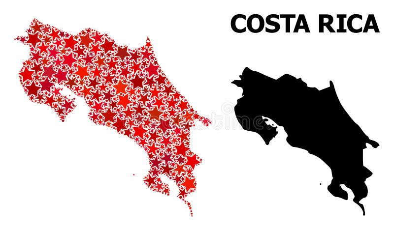 Red Starred Pattern Map of Costa Rica Stock Illustration - Illustration ...