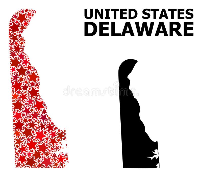 Red Starred Pattern Map of Delaware State Stock Illustration ...