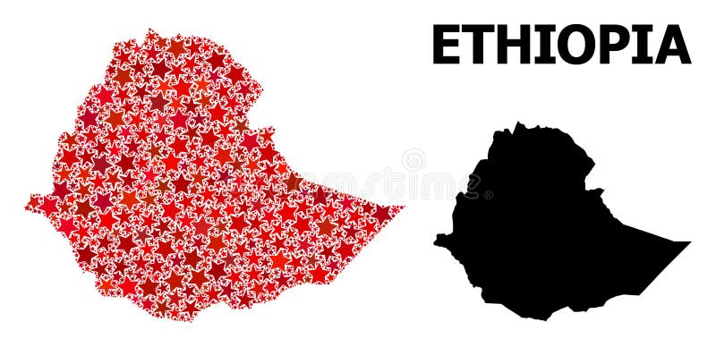 Red Starred Pattern Map of Ethiopia Stock Illustration - Illustration ...