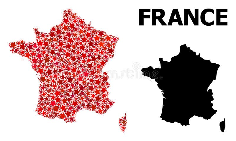 Red Starred Pattern Map of France Stock Illustration - Illustration of ...