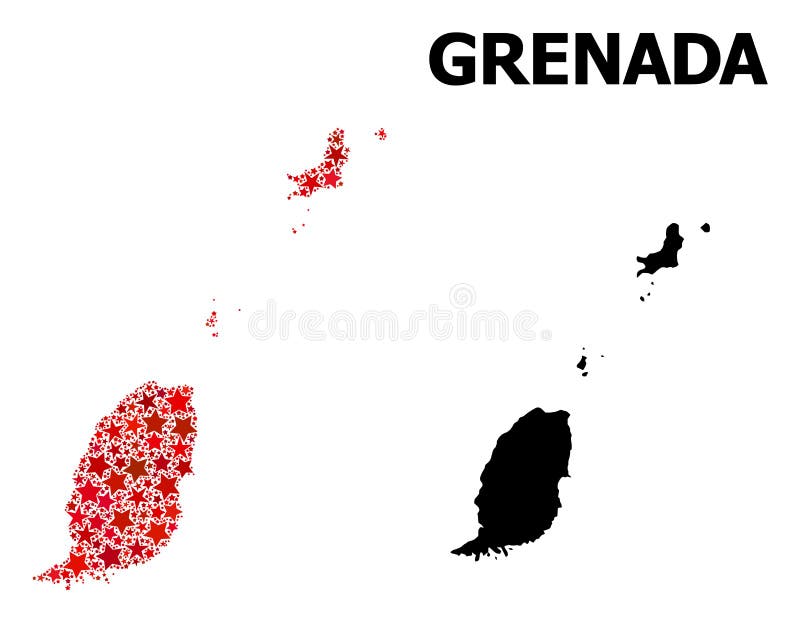 Red Starred Pattern Map of Grenada Islands Stock Illustration ...