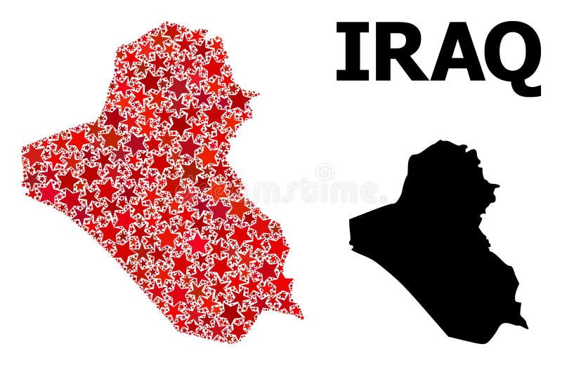 Red Starred Pattern Map of Iraq Stock Illustration - Illustration of ...