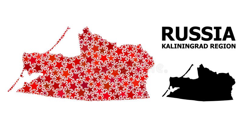 Red Starred Pattern Map of Kaliningrad Region Stock Illustration ...