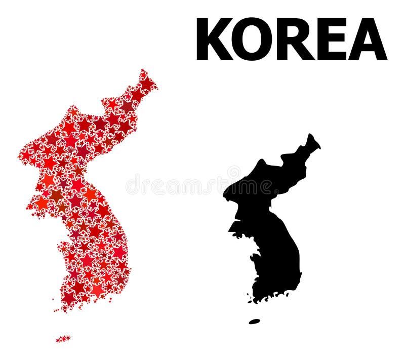 Red Starred Pattern Map of Korea Stock Illustration - Illustration of ...
