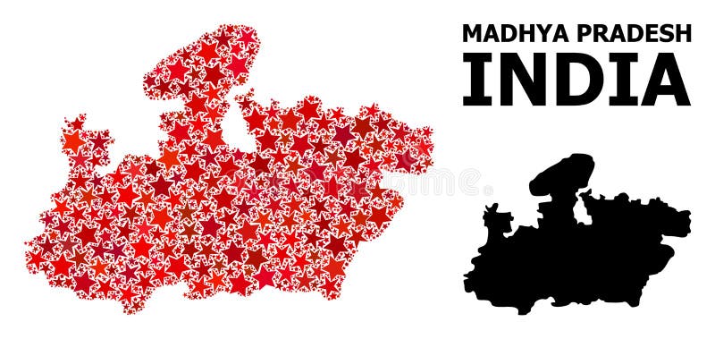 Red Starred Pattern Map of Madhya Pradesh State Stock Illustration ...