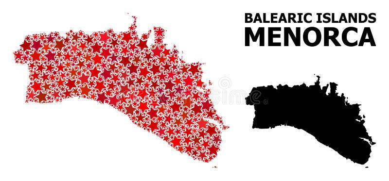 Red Starred Pattern Map of Menorca Island Stock Illustration ...