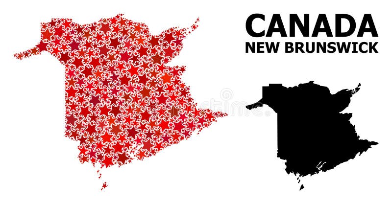 Red Starred Pattern Map of New Brunswick Province Stock Illustration ...