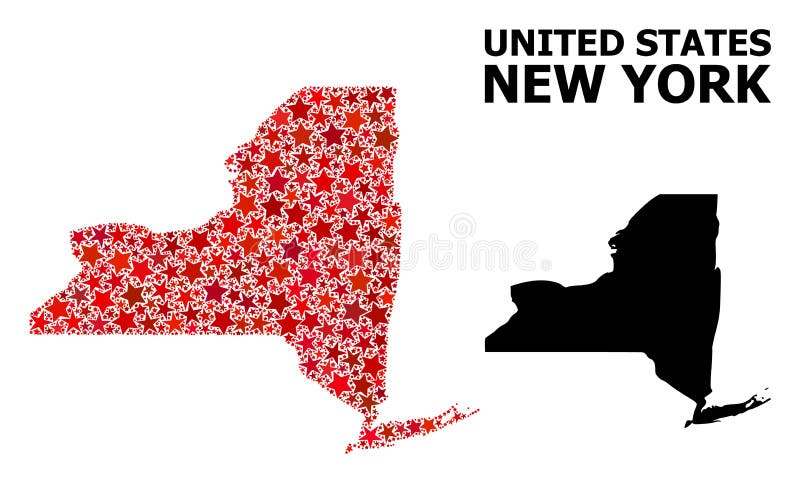 Red Starred Pattern Map of New York State Stock Illustration ...