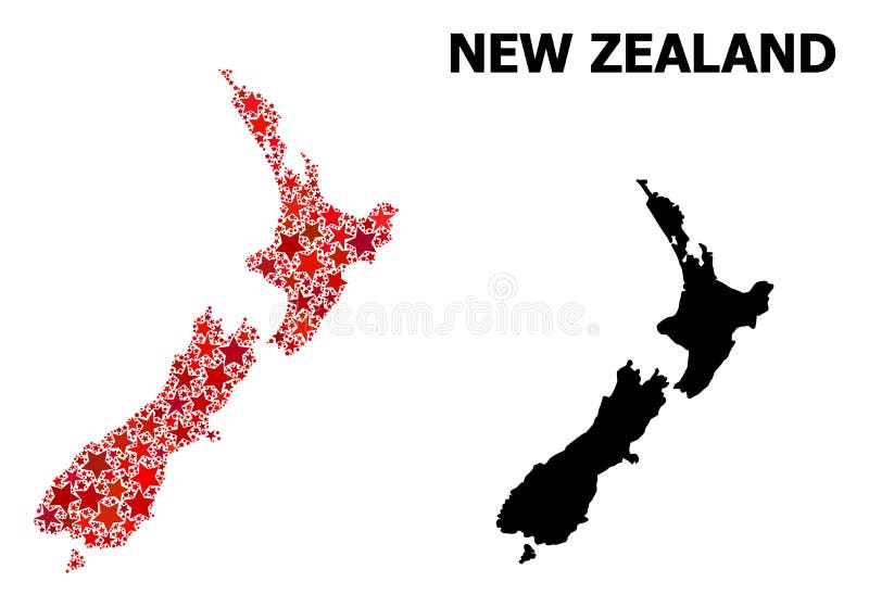 Red Starred Pattern Map of New Zealand Stock Illustration ...